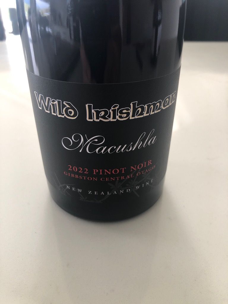 2022 Wild Irishman Pinot Noir Macushla, New Zealand, South Island ...