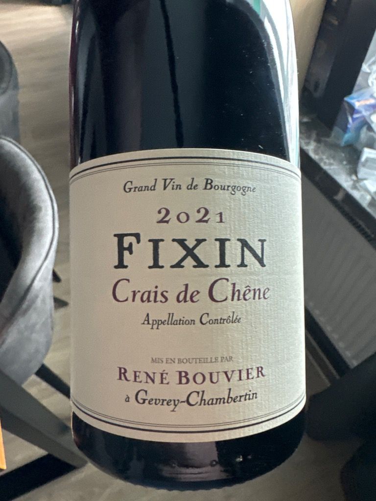 2021 René Bouvier Fixin Crais de Chene, France, Burgundy, Côte de Nuits ...