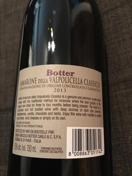 2013 Casa Vinicola Botter Amarone della Valpolicella Classico, Italy ...