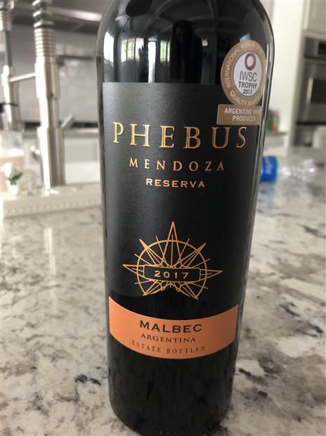 2017 Fabre Montmayou Malbec Phebus Reserva Mendoza, Argentina, Mendoza ...