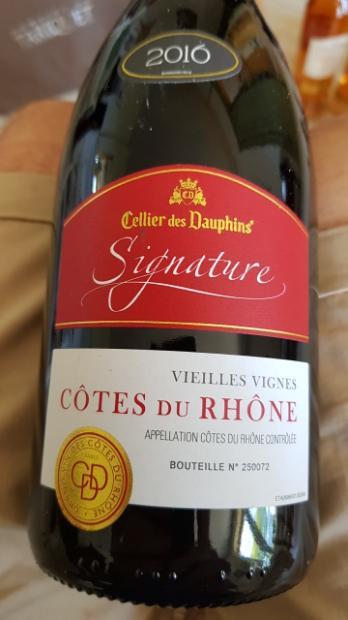 2016 Cellier des Dauphins Côtes du Rhône Signature, France, Rhône ...