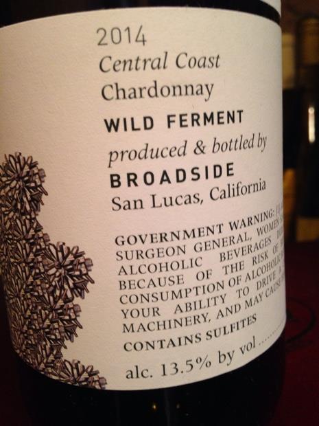 2014 Broadside Chardonnay Wild Ferment, USA, California, Central Coast ...