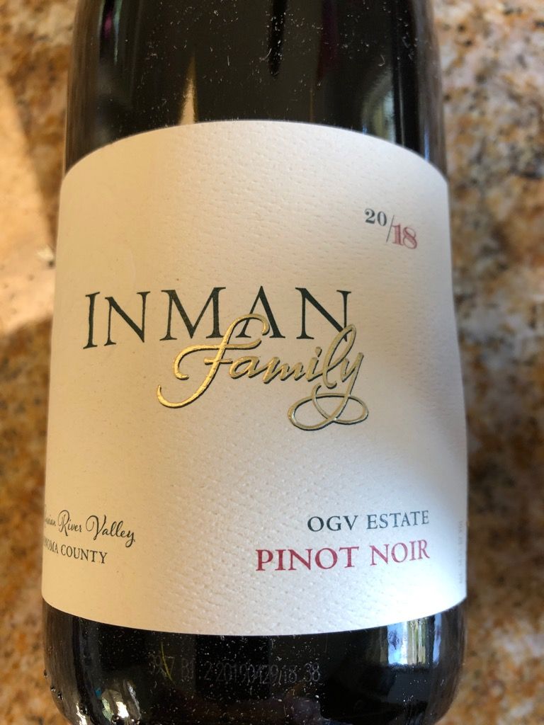 2018 Inman Family Pinot Noir OGV Estate, USA, California, Sonoma County ...