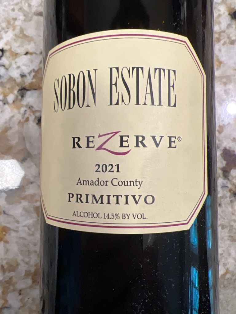 2022 Sobon Estate Primitivo Rezerve, USA, California, Sierra Foothills ...