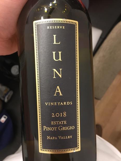 2018 Luna Vineyards Pinot Grigio, USA, California, Napa Valley ...