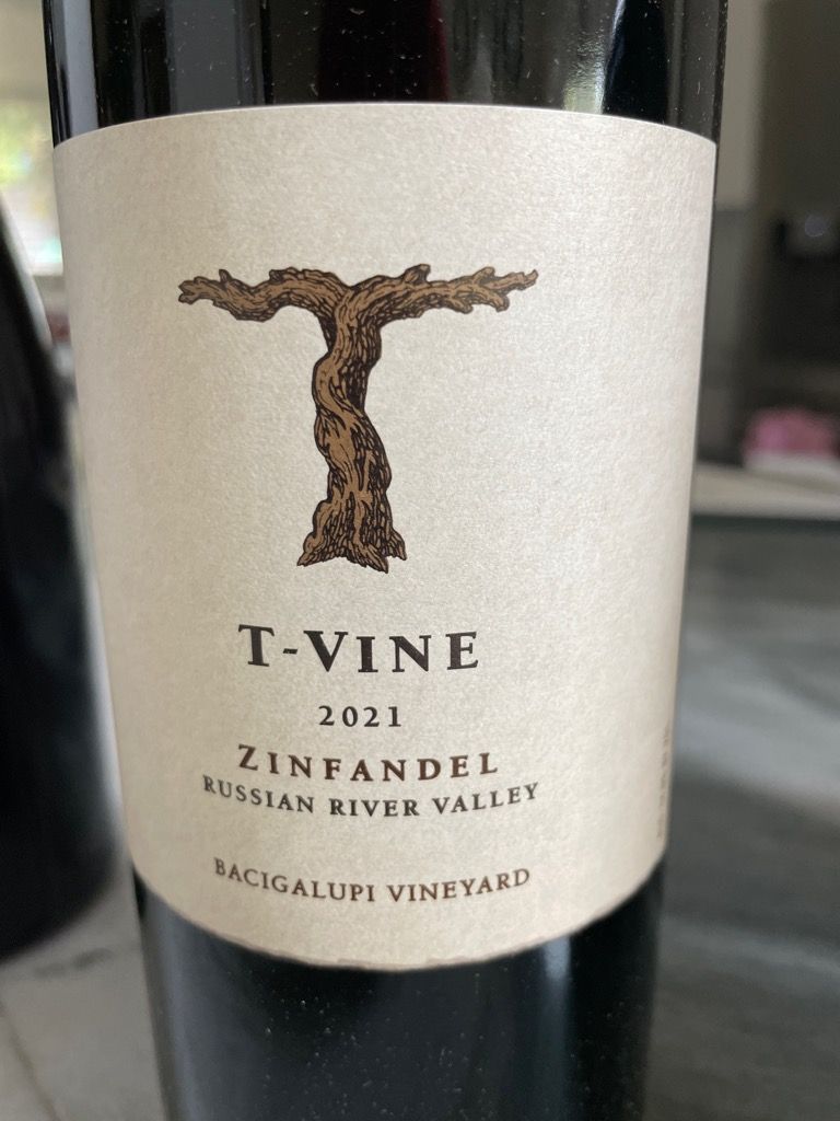 2021 T-Vine Cellars Zinfandel Bacigalupi Vineyard, USA, California ...
