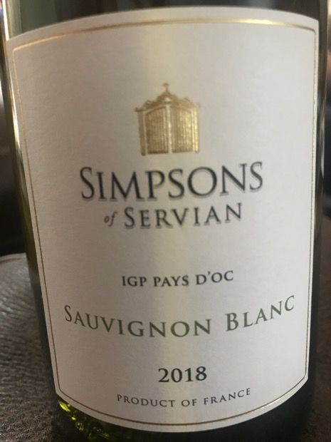 2017 Simpsons of Servian Sauvignon Blanc Vin de Pays d'Oc, France ...
