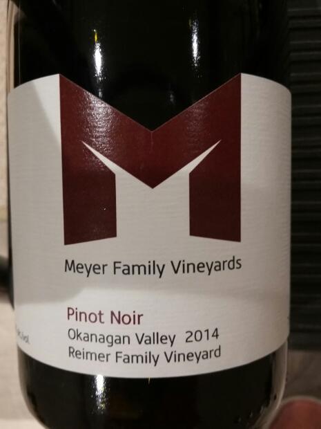 2014 Meyer Family Vineyards Pinot Noir Reimer Vineyard, Canada, British ...