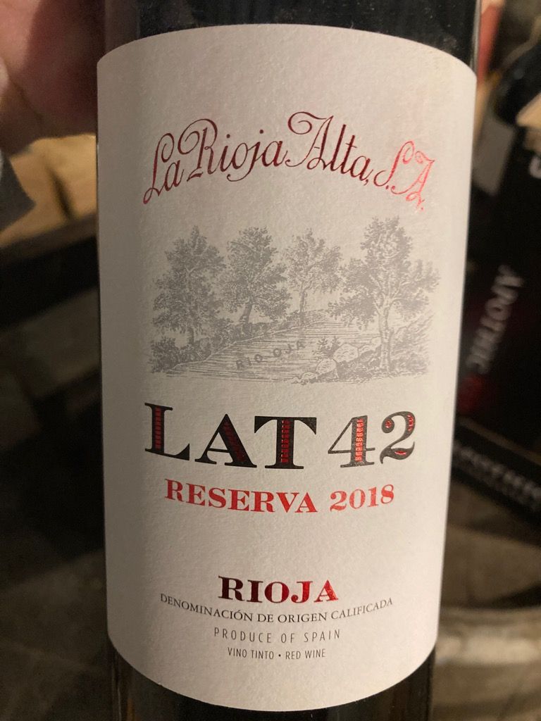 2018 La Rioja Alta Rioja lat 42 Reserva, Spain, La Rioja, La Rioja Alta ...