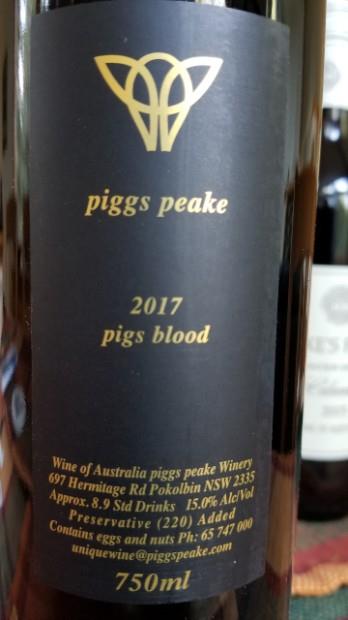 2017 Piggs Peake Pigs blood, Australia, New South Wales, Hunter Valley ...