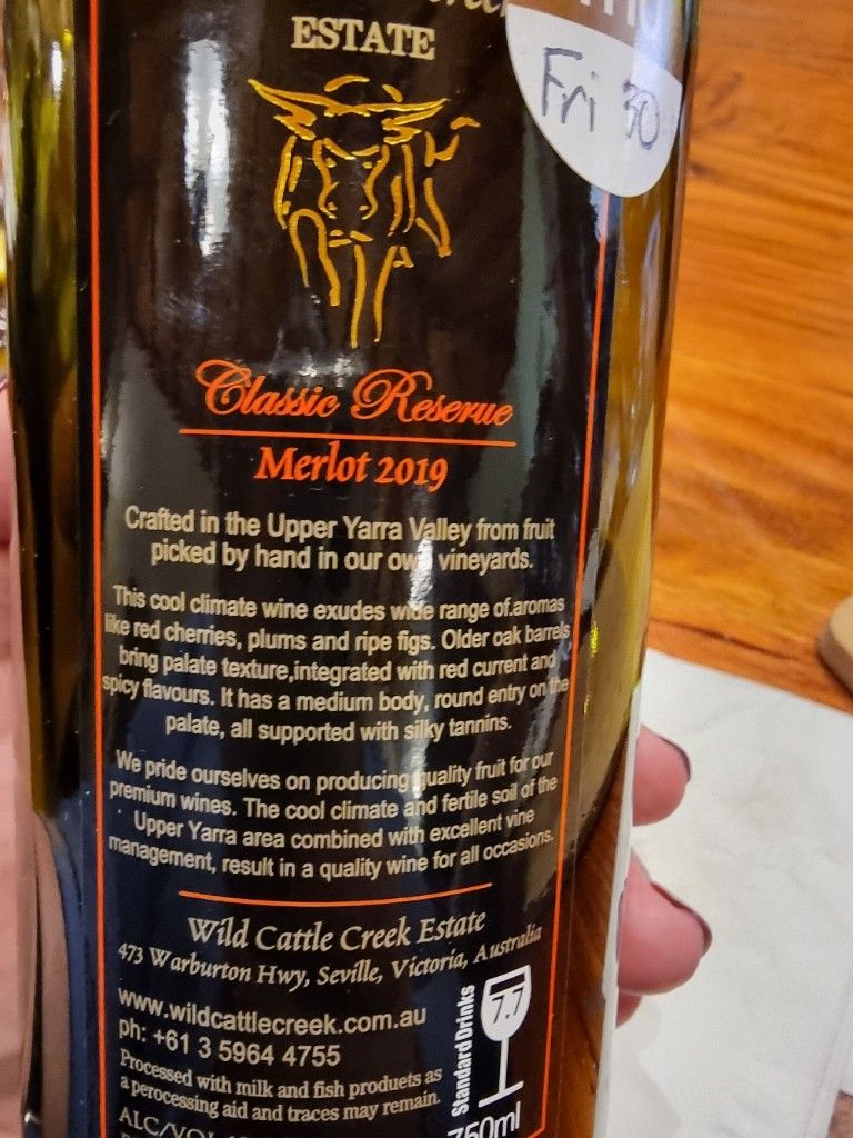 2019 Wild Cattle Creek Merlot, Australia, Victoria, Port Phillip, Yarra ...