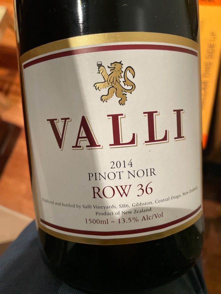 2014 Valli Pinot Noir Row 36 Gibbston Vineyard, New Zealand, South ...