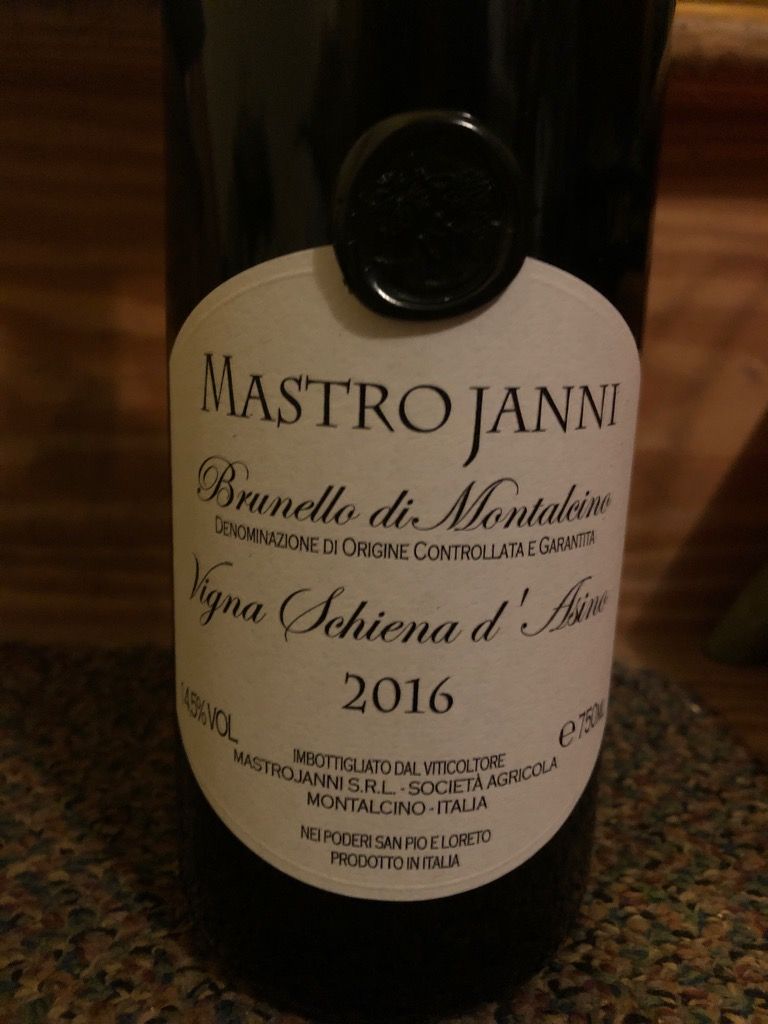 2016 MastroJanni Brunello di Montalcino Vigna Schiena d'Asino, Italy ...