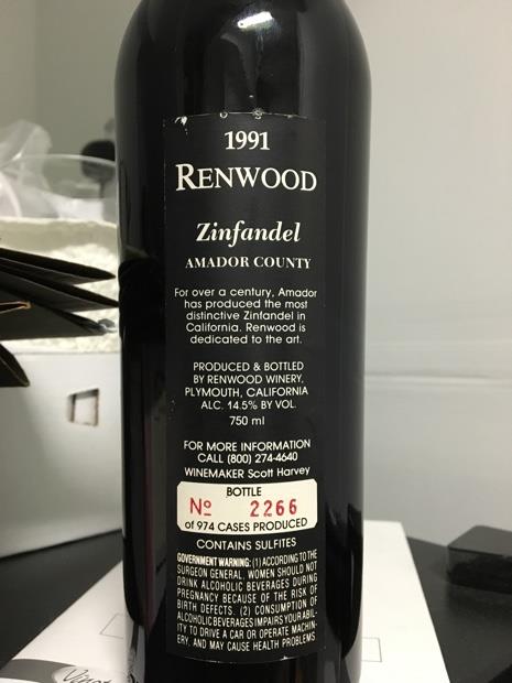 1995 Renwood Zinfandel, USA, California - CellarTracker