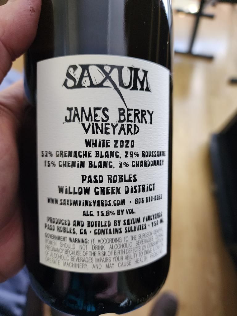 2020 Saxum White James Berry Vineyard, USA, California, Central Coast ...