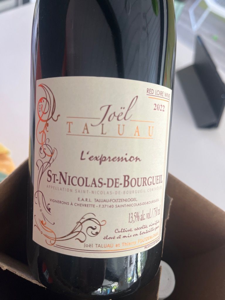 2022 Joël Taluau Saint-Nicolas-de-Bourgueil L'Expression, France, Loire Valley, Touraine, Saint ...