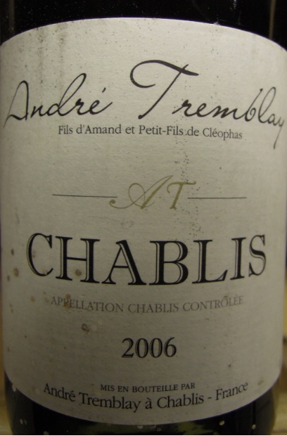 2008 Andre Tremblay Chablis "Les Pierres Blanches", France, Burgundy ...