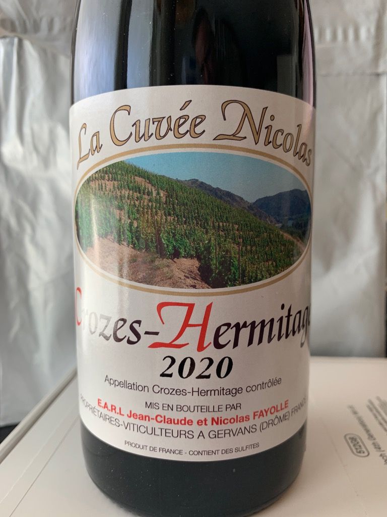 2020 Jean-Claude et Nicolas Fayolle Crozes-Hermitage La Cuvée Nicolas ...