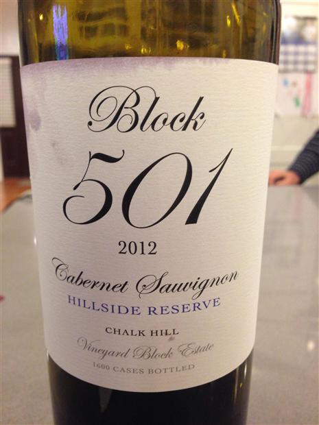 2012 Vineyard Block Estate Cabernet Sauvignon Block 501 Hillside ...