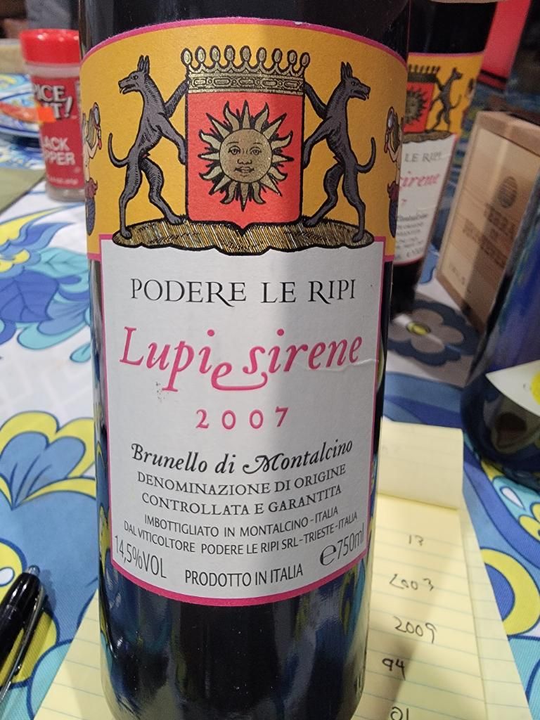 2007 Podere Le Ripi Brunello di Montalcino Lupi e Sirene, Italy ...