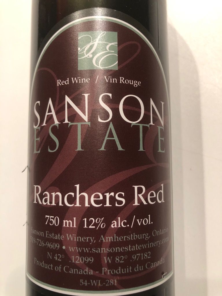 2019 Sanson Estate Winery Ranchers Red, Canada, Ontario - CellarTracker