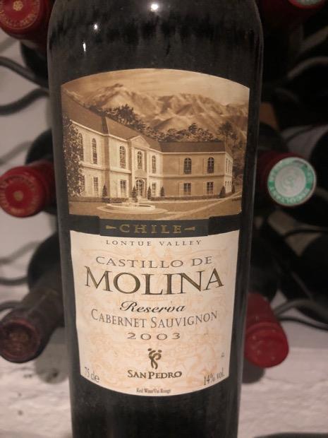 2003 Castillo de Molina Cabernet Sauvignon Reserva Lontué Valley, Chile ...