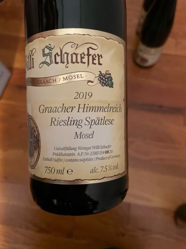 2019 Willi Schaefer Graacher Himmelreich Riesling Spätlese #8, Germany ...