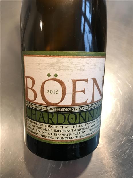 2016 Boen Wines Chardonnay Tri-Appellation, USA, California - CellarTracker
