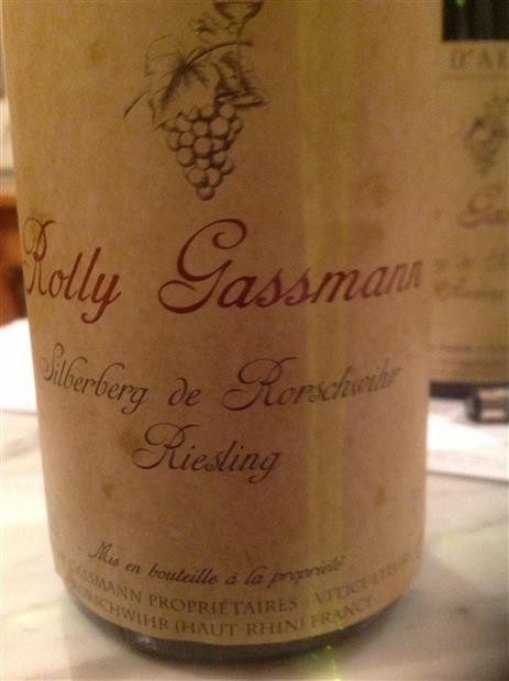 2015 Rolly Gassmann Riesling Silberberg de Rorschwihr, France, Alsace ...