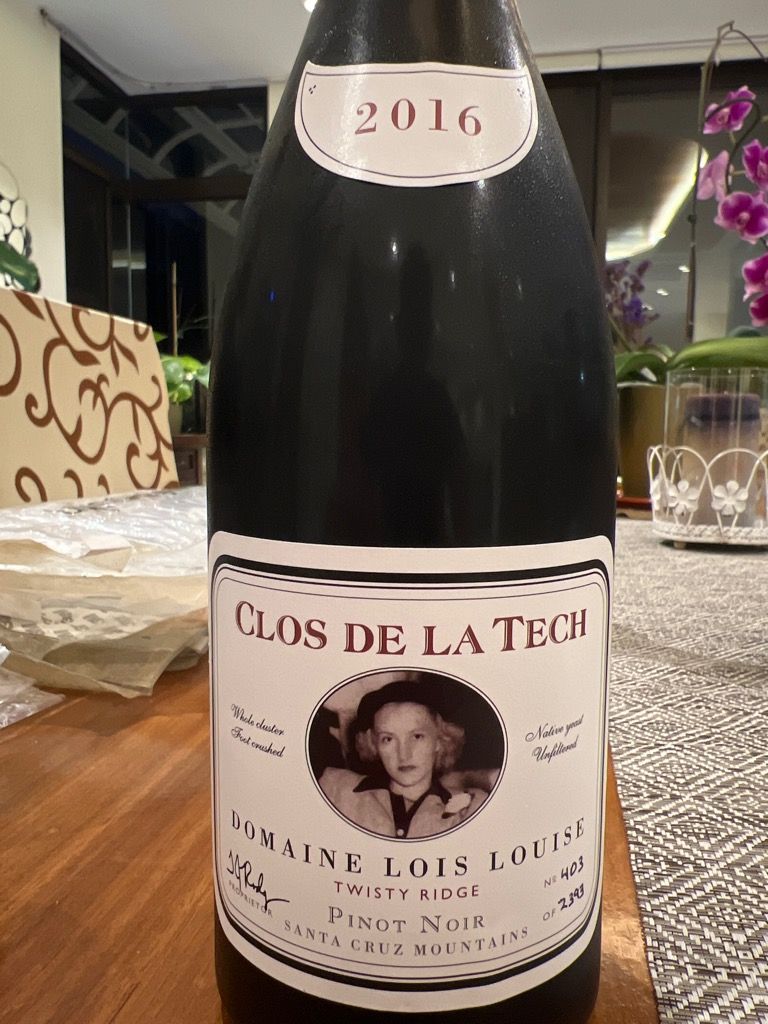2016 Clos De La Tech Pinot Noir Domaine Lois Louise Twisty Ridge, USA, California, Santa Cruz ...