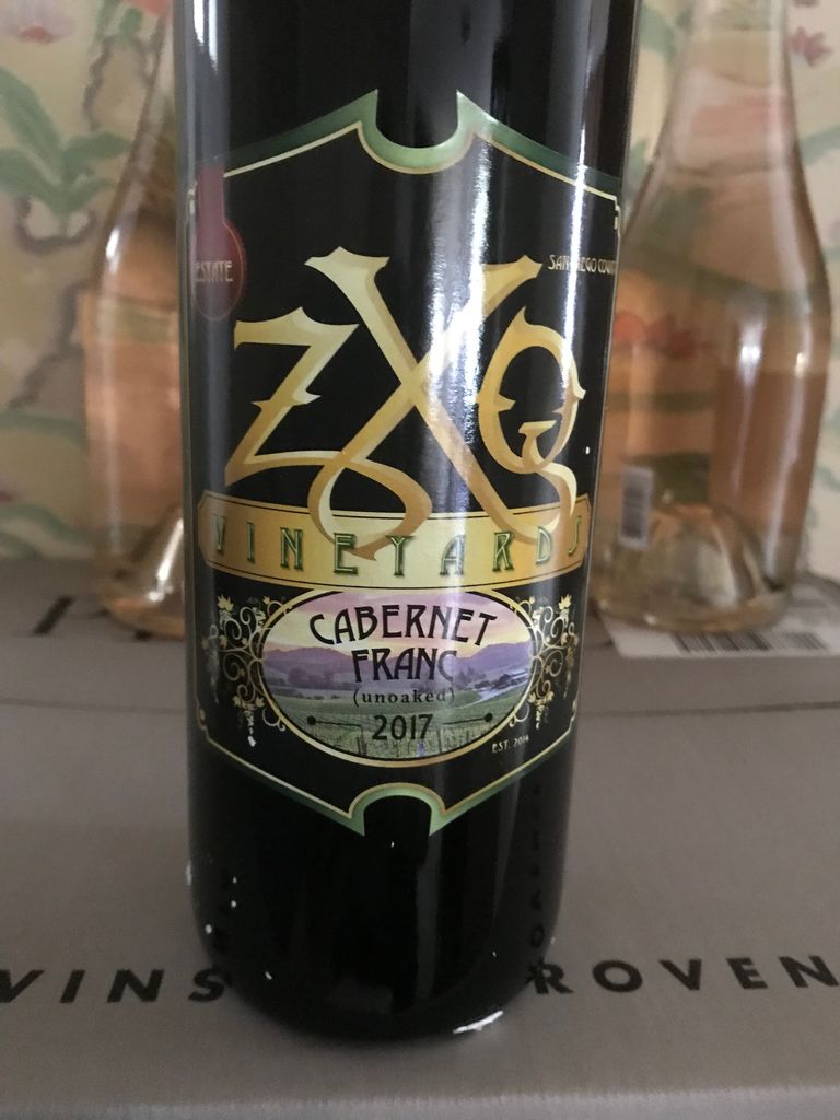 2017 ZXQ Vineyards Cabernet Franc Unoaked, USA, California, South Coast ...