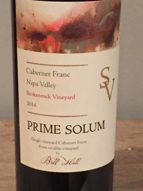 2014 Prime Solum Cabernet Franc Brokenrock Vineyard, USA, California ...