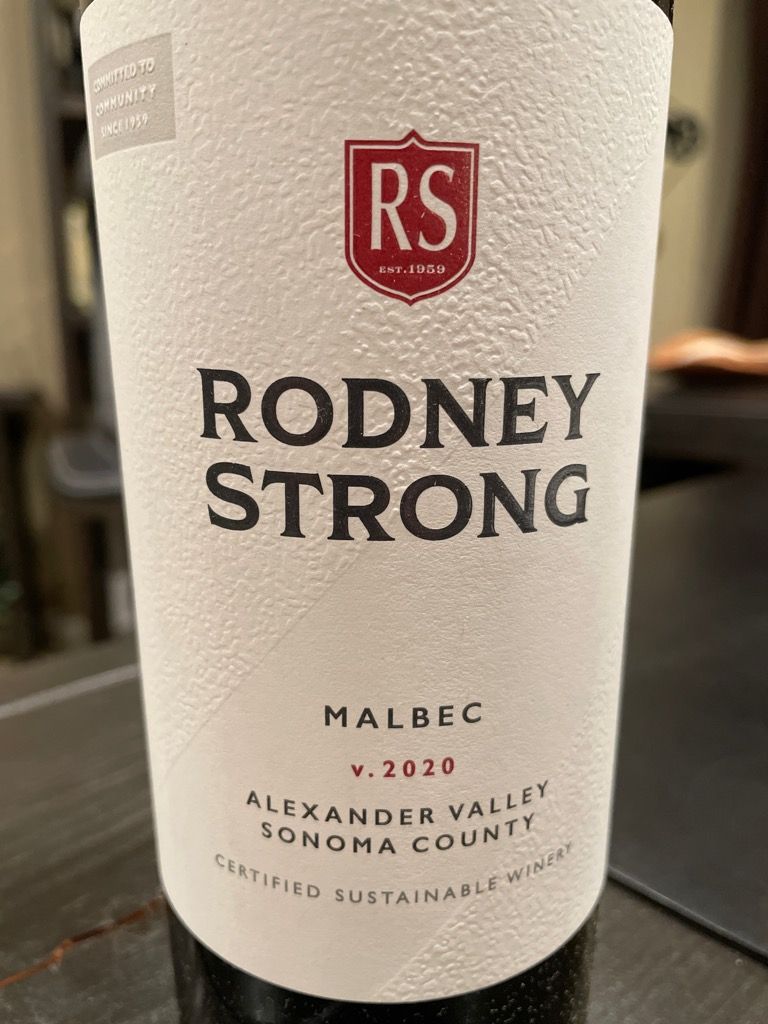 2020 Rodney Strong Malbec Alexander Valley, USA, California, Sonoma ...