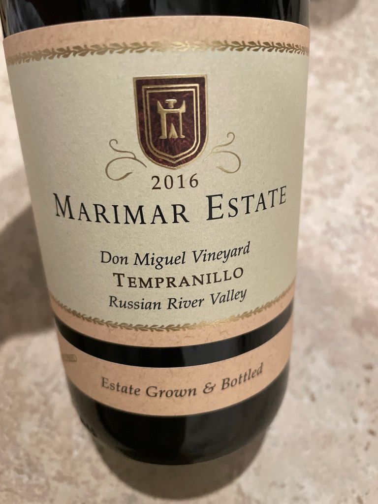 2016 Marimar Estate Tempranillo Don Miguel Vineyard, USA, California ...