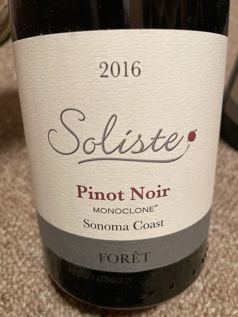 2018 Soliste Cellars Pinot Noir Foret, USA, California, Sonoma County ...