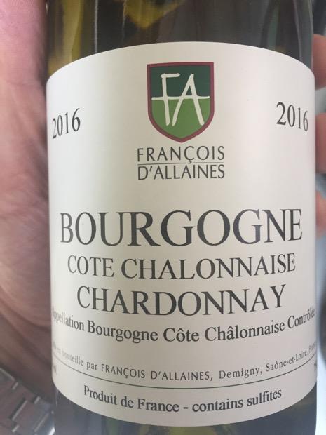2016 Francois d'Allaines Bourgogne Côte Chalonnaise, France, Burgundy ...