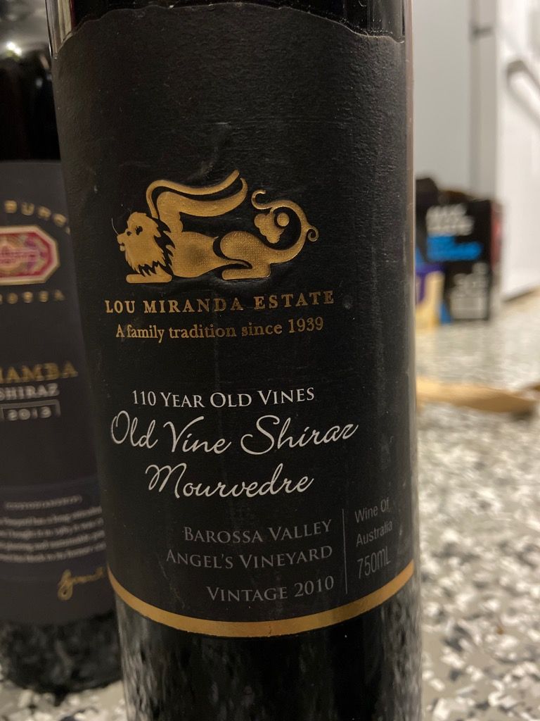2010 Lou Miranda Estate Shiraz Old Vine Shiraz Mourvedre Angel's ...
