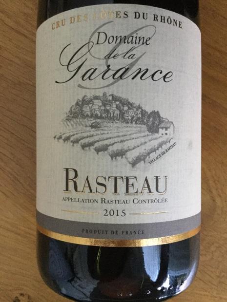 2015 Domaine de la Garance Rasteau, France, Rhône, Southern Rhône ...