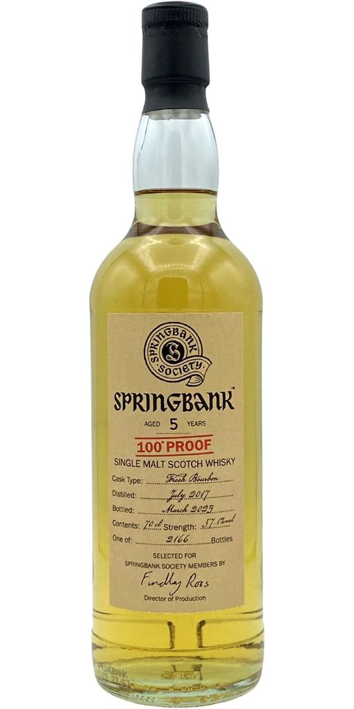 NV Springbank 5 Year Old 100° Proof Society Bottling (b.2023) Single ...