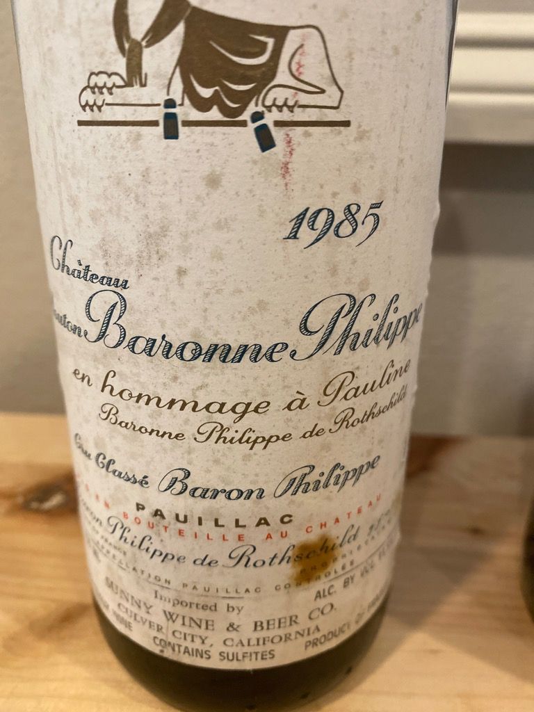 1985 Baron Philippe de Rothschild Pauillac Mise de la Baronnie, France ...
