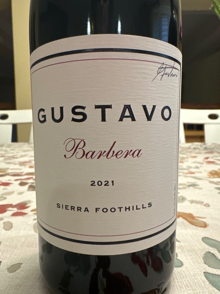2021 Gustavo Wine Barbera, USA, California, Sierra Foothills - CellarTracker
