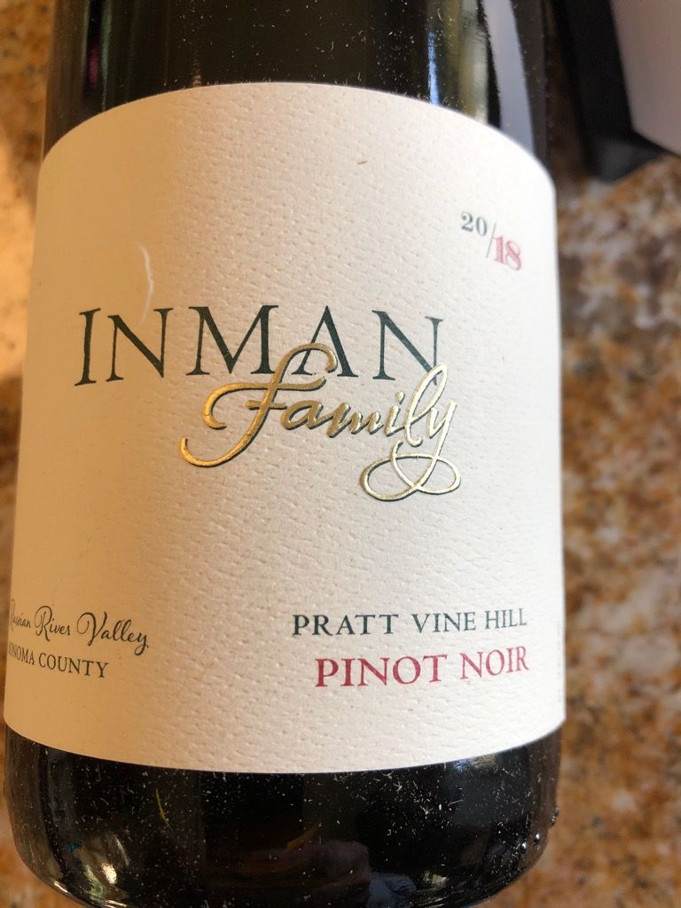 2018 Inman Family Pinot Noir Pratt Vine Hill, USA, California, Sonoma ...