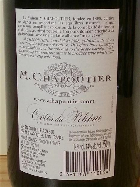 2012 M. Chapoutier Côtes du Rhône, France, Rhône, Southern Rhône, Côtes ...