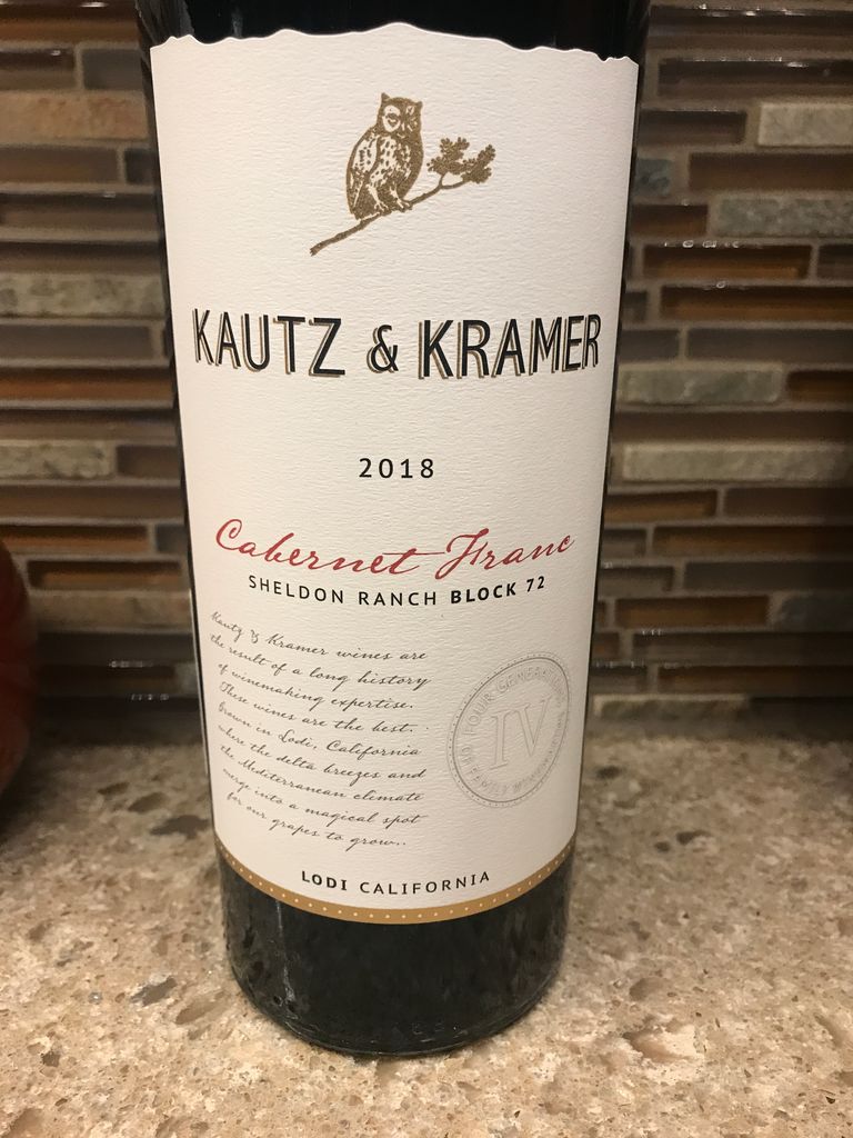 2019 Kautz & Kramer Cabernet Franc Block 72 Sheldon Ranch, USA ...
