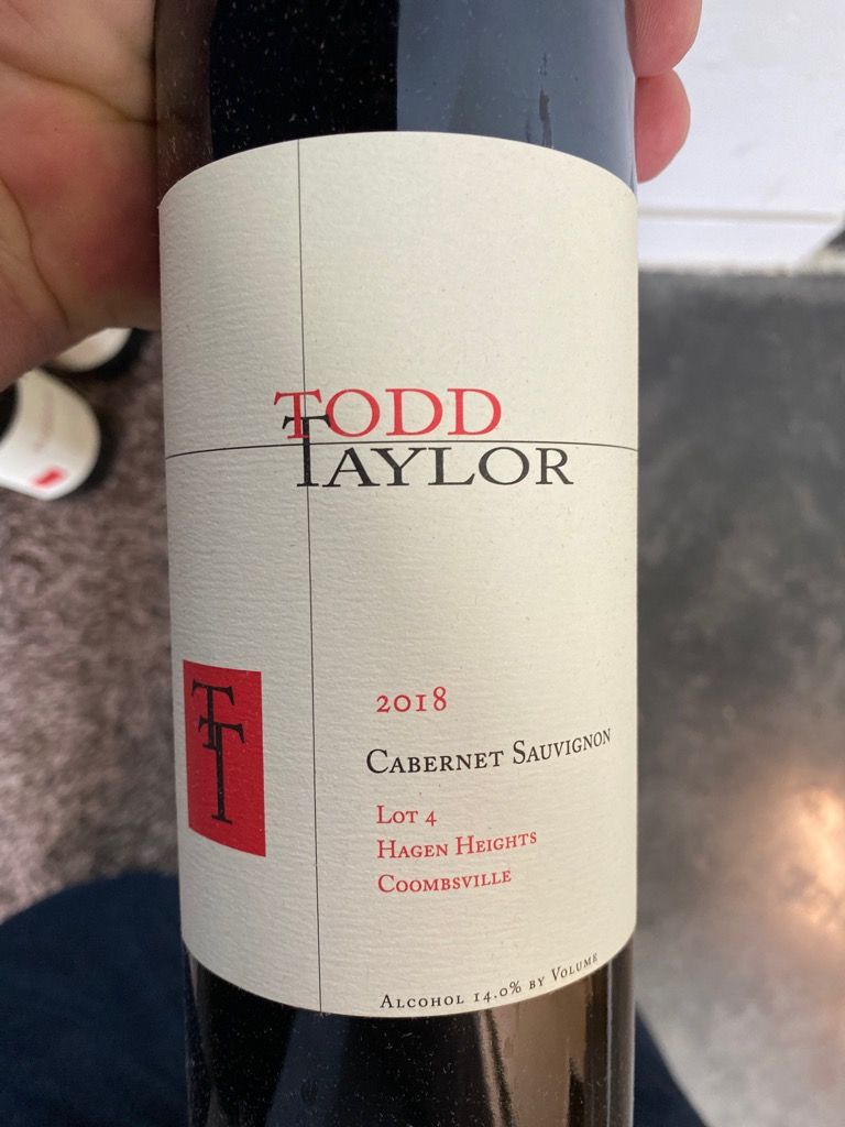 2018 Todd Taylor Cabernet Sauvignon Lot 4 Hagen Heights, USA ...