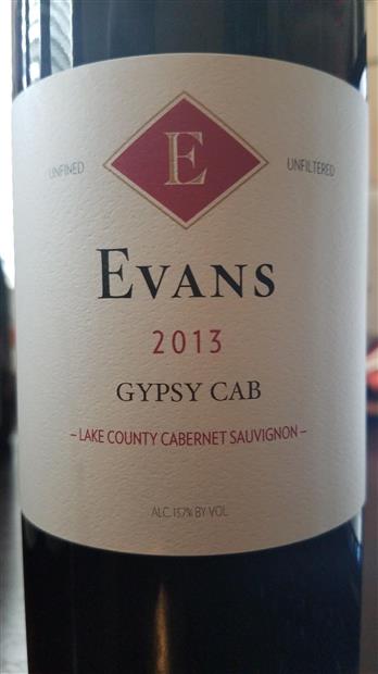 2013 Evans Wines Cabernet Sauvignon Gypsy Cab, USA, California, North ...