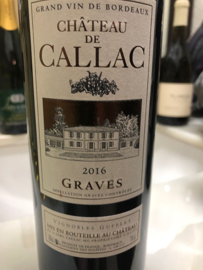 2016 Château de Callac, France, Bordeaux, Graves - CellarTracker
