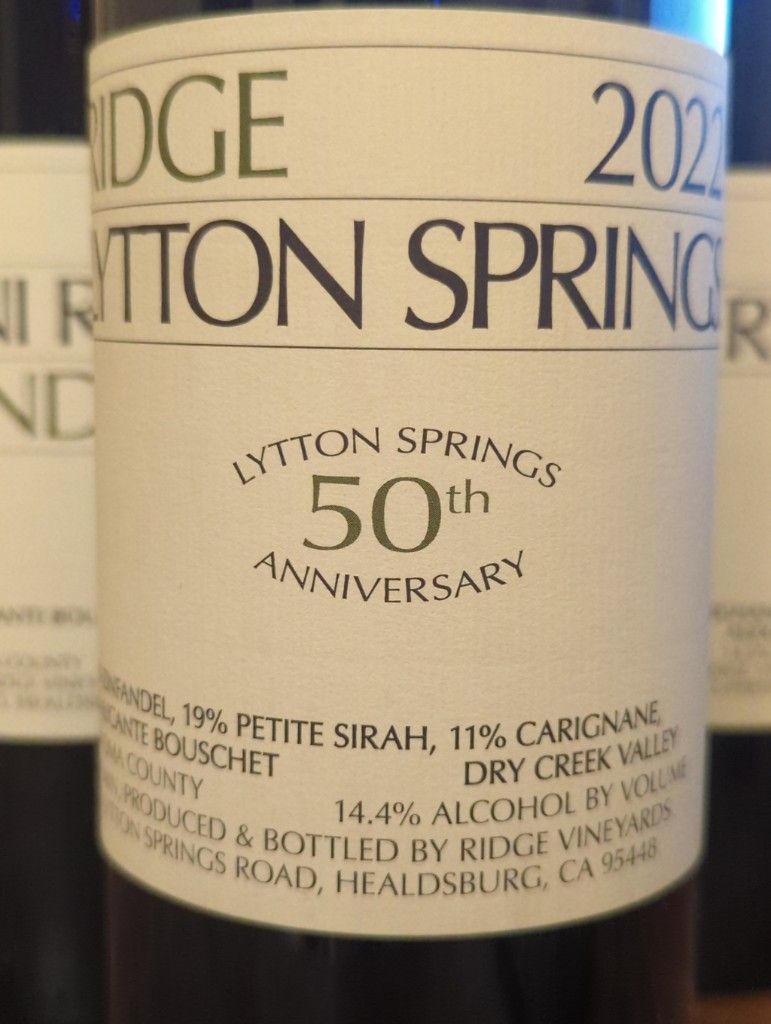2022 Ridge 50th Anniversary Lytton Springs, USA, California, Sonoma ...