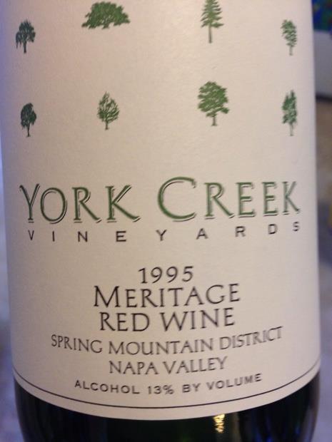 1995 York Creek Vineyards Meritage, USA, California, Napa Valley ...