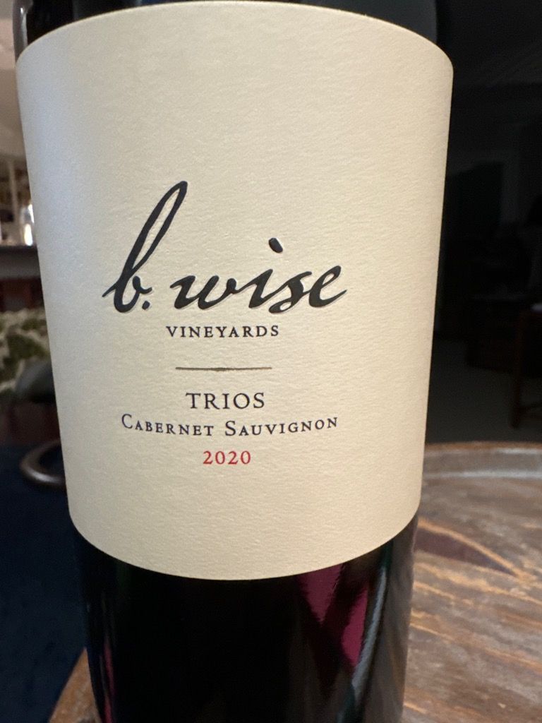 2020 B. Wise Vineyards Cabernet Sauvignon Trios, USA, California ...